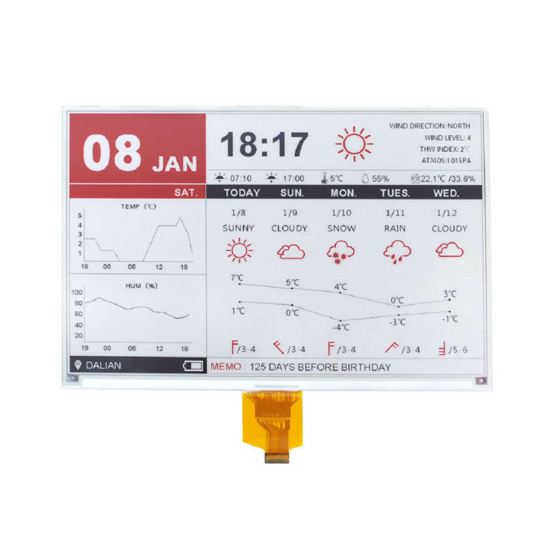 Large 10.2 Inch Electronic Ink Screen 960x640 Black White And Red SPI ...